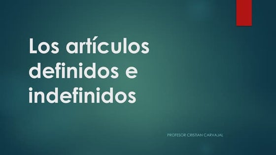 los artículos definidos e indefinidos | PPT