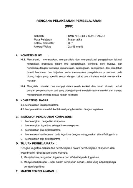 RPP Logaritma | DOCX