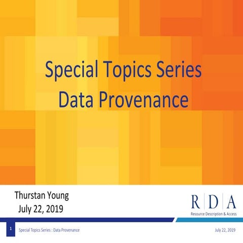 Special Topics: Data Provenance | PPTX
