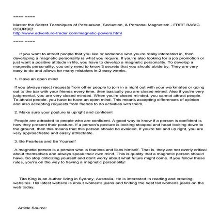 Develop a Magnetic Personality | PDF