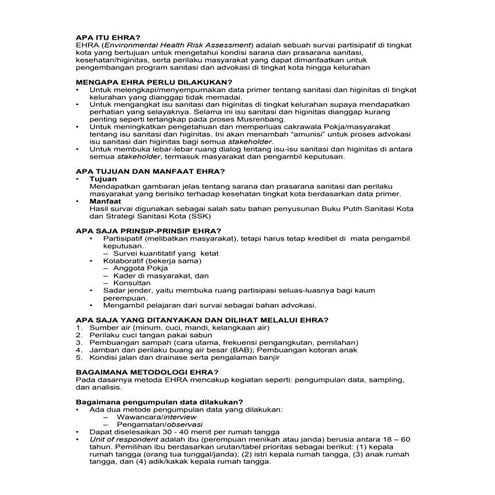 3 Survei EHRA (Environmental Health Risk Assessment) | PDF