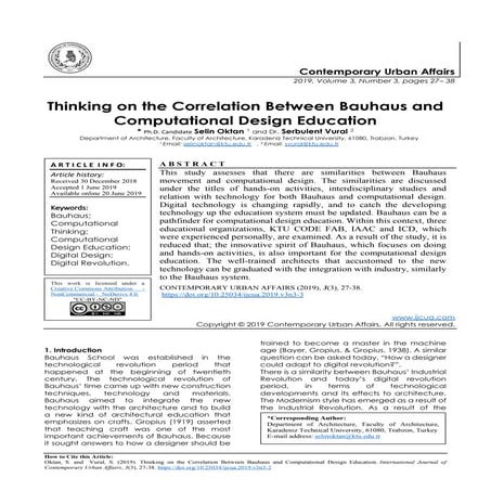 Thinking on the Correlation Between Bauhaus and Computational Design Education | PDF