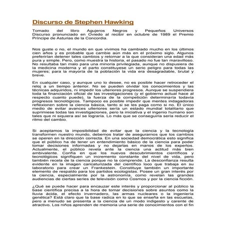 Discurso stephen hawking | PDF