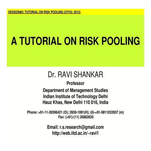 3 session 3a risk_pooling | PDF | Logistics | Business