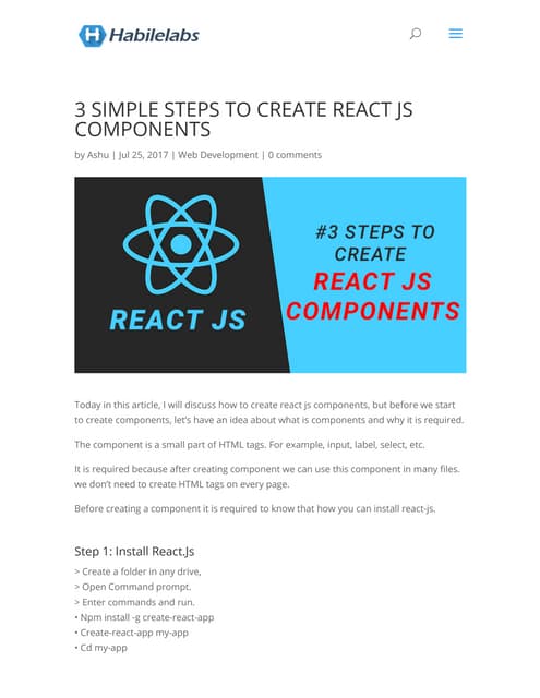3 Simple Steps To Follow To Create React Js Components Pdf