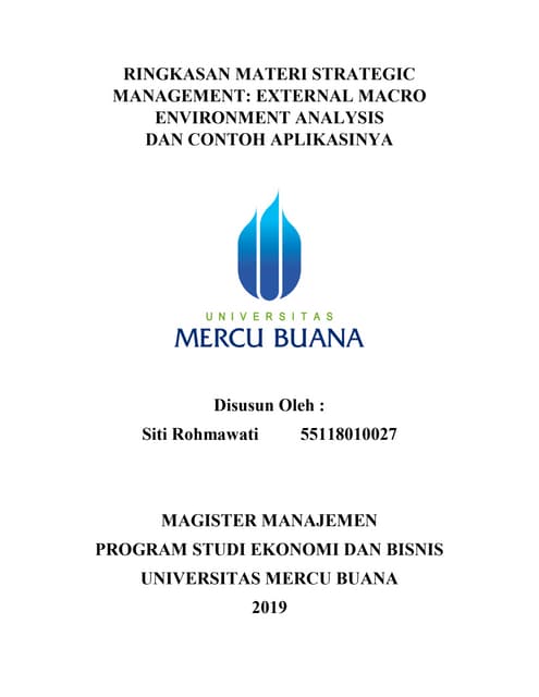 External Macro Environment Analysis. Universitas Mercu Buana. 2019 | DOCX