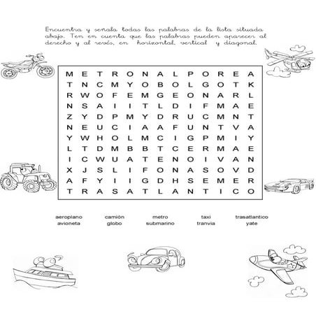 3 sopas de letras de vehículos de transporte | PDF