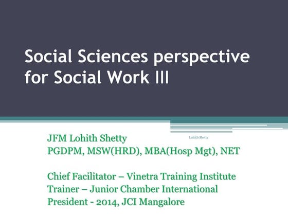 Social Sciences Perspective for Social Work II | PPT