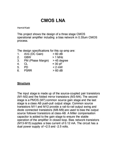 3 stage CMOS Amplifier | PDF 3 stage CMOS Amplifier | PDF