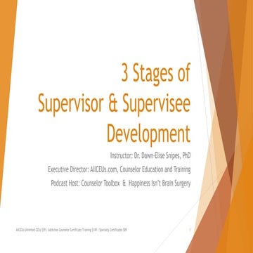 3 Stages of Counselor / Supervisee Development | PPTX