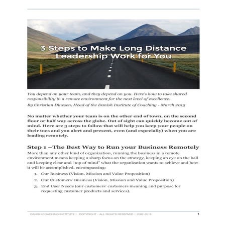 Christian Dinesen - 3 steps to make long distance leadership work | PDF