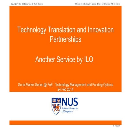 Technology Translation and Innovation Partnerships - ILO | PDF