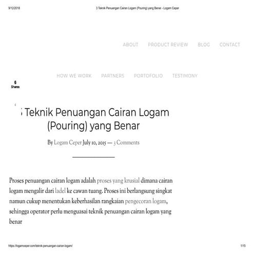3 teknik penuangan cairan logam (pouring) yang benar logam ceper | PDF