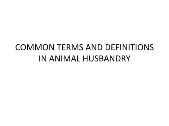 COMMON TERMS USED IN SHEEP AND GOAT | PDF | Agriculture | Industries