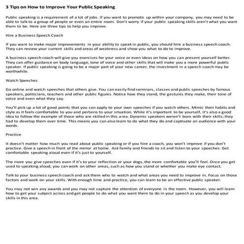 3 tips on how to improve your public speaking | PDF