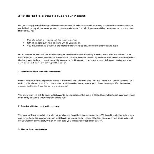 3 tricks to help you reduce your accent | PDF