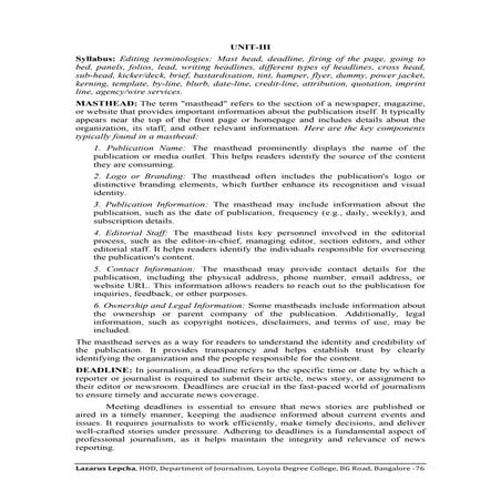 Journalism: News Processing and Editing. | PDF