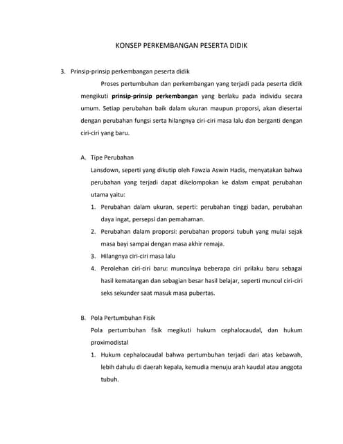 Prinsip perkembangan menurut hurlock | DOCX