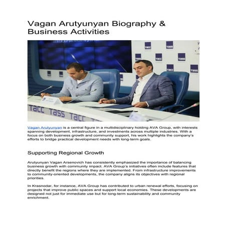 Vagan Arutyunyan’s Ava Group: A Broader Focus Across Industries | DOCX