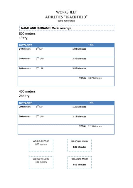 Athletics track events, field events & road events | DOCX
