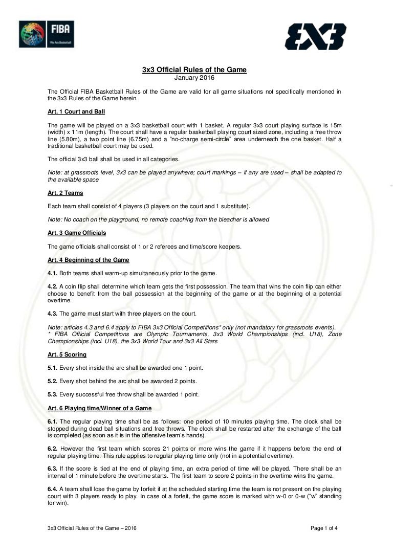 FIBA 3x3 Official Rules Of The Game 2016 fiba-3x3-official-rules-of-the-game-2016