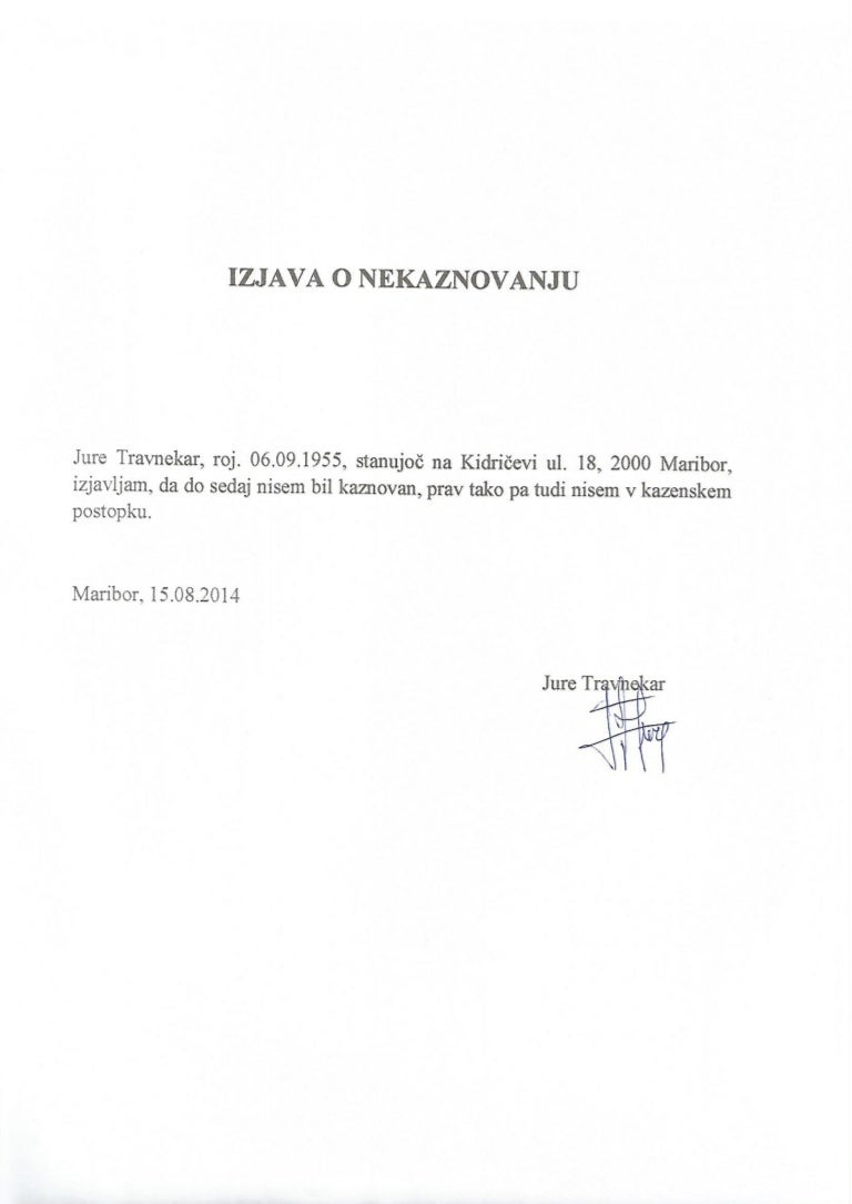 Izjava o nekaznovanju