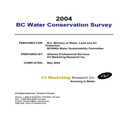 Water Conservation Survey - British Columbia, Canada | PDF