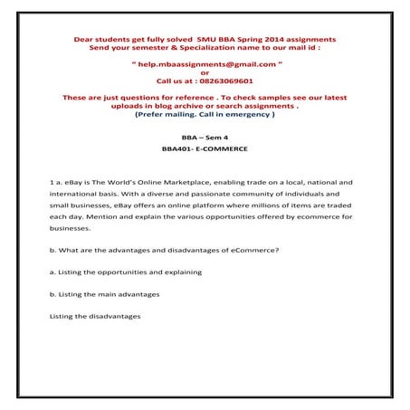 SMU BBA SPRING 2014 SOLVED ASSIGNMENTS SEM-4 | DOCX