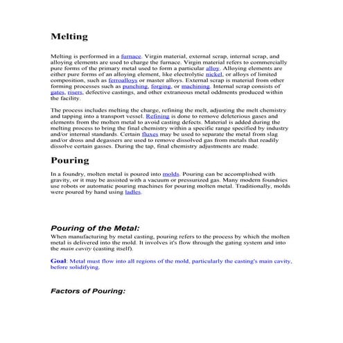 IIIE SECTION A MANUFACTURING TECHNOLOGY NOTES 4.melting,pouring,feeding ...