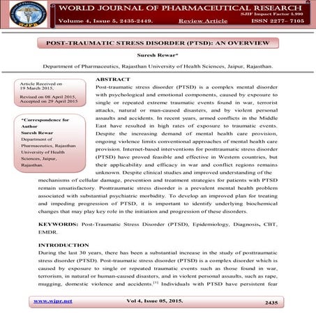 4. post traumatic stress disorder (ptsd) an overview | PDF