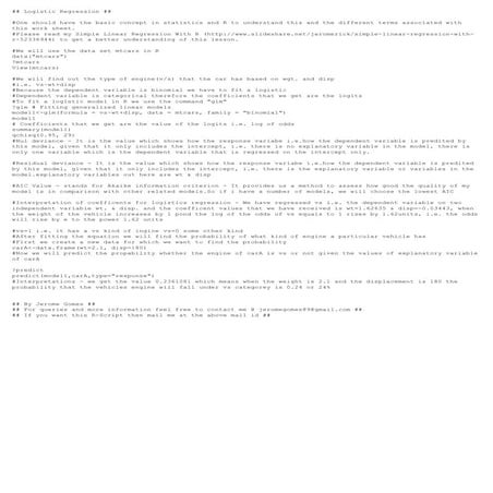 Logistic Regression with R | PDF