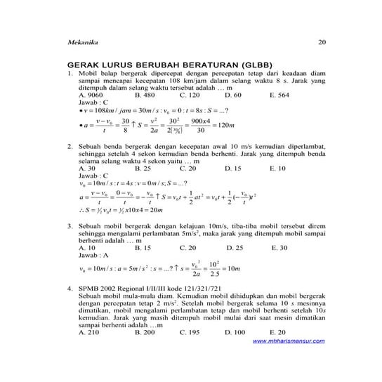 Gerak Lurus Berubah Beraturan | DOC