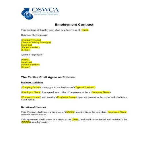POEA Standard Employment Contract for Various Services | PDF