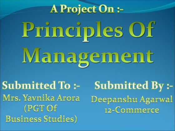 Principles of Management Project CLASS XII | DOCX