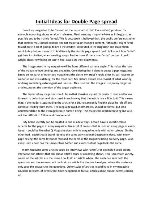 Pre-production: Magazine front cover - layout initial ideas | PDF