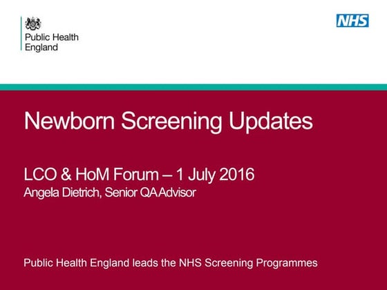 Neonatal Screening: G6PD and Critical Congenital Heart Disease | PPTX