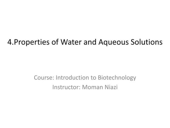 Properties of Water Presentation | PPTX