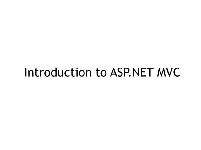 4 Introduction To Aspnet Mvc Part I Ppt 4610