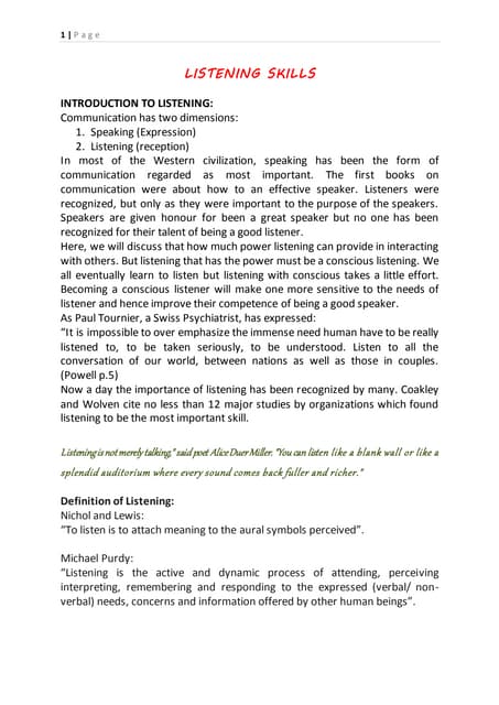 Process of Listening (Five stages of Listening) | PPTX