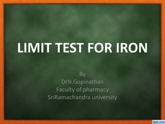 limit test for lead | PPTX | Chemistry | Science
