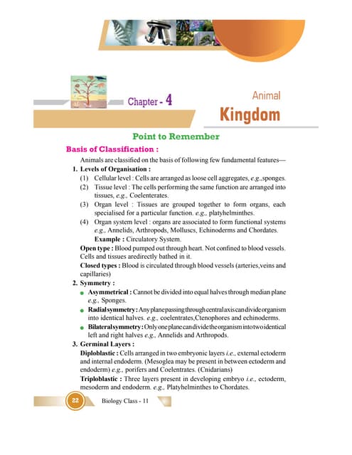 BIOLOGY ANIMAL KINGDOM CLASS. 11 NCERT.. | PPTX