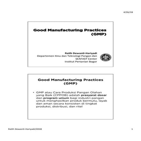 Prinsip-Prinsip GMP | PDF