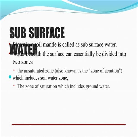 Sub surface water | PPT