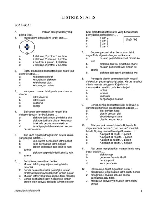 Latihan soal listrik statis | PDF