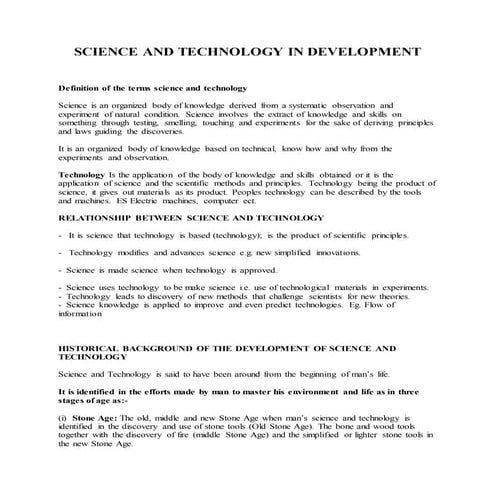 SCIENCE AND TECHNOLOGY IN DEVELOPMENT | DOCX