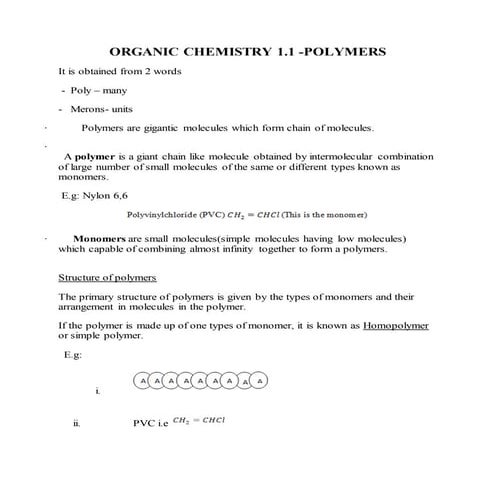 Engineering Chemistry - Polymer | PDF