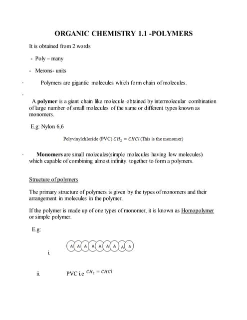 Polymers and It's Classification | PPT