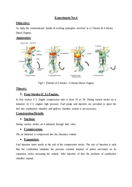 To study the constructional details & working principles of two-stroke ...