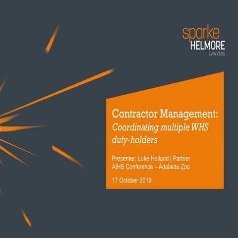 Contractor Management: Coordinating multiple WHS duty-holders | PDF
