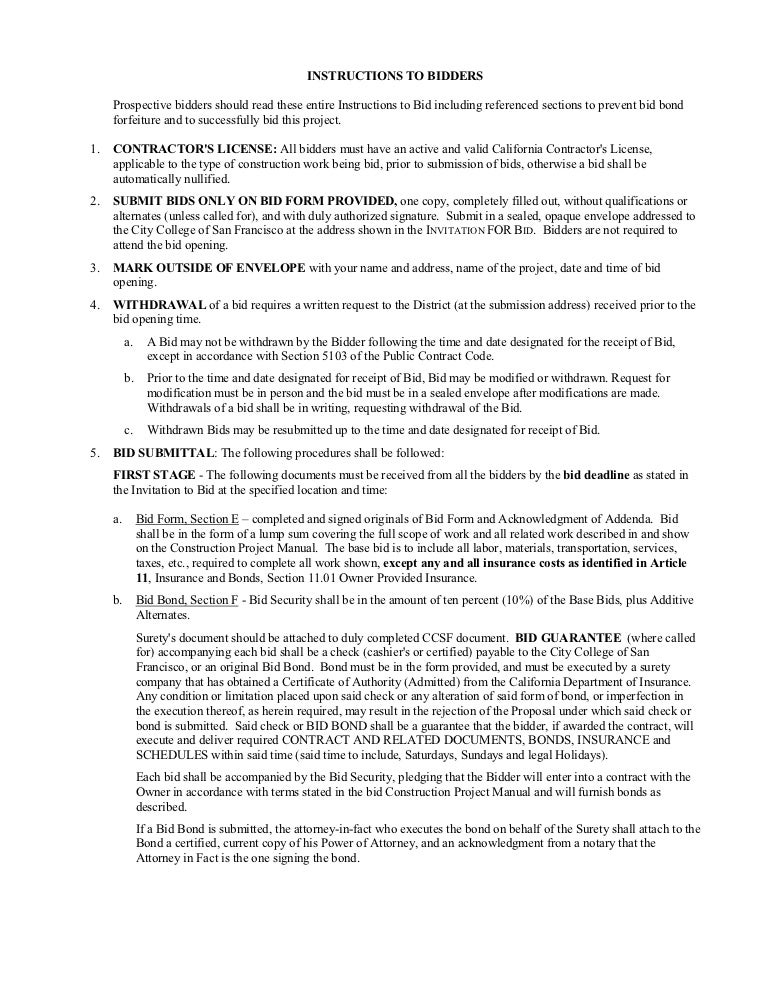 Instructions to bidders